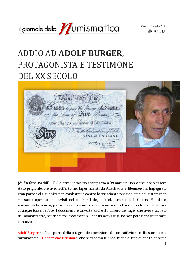 (PDF) Addio ad Adolf Burger