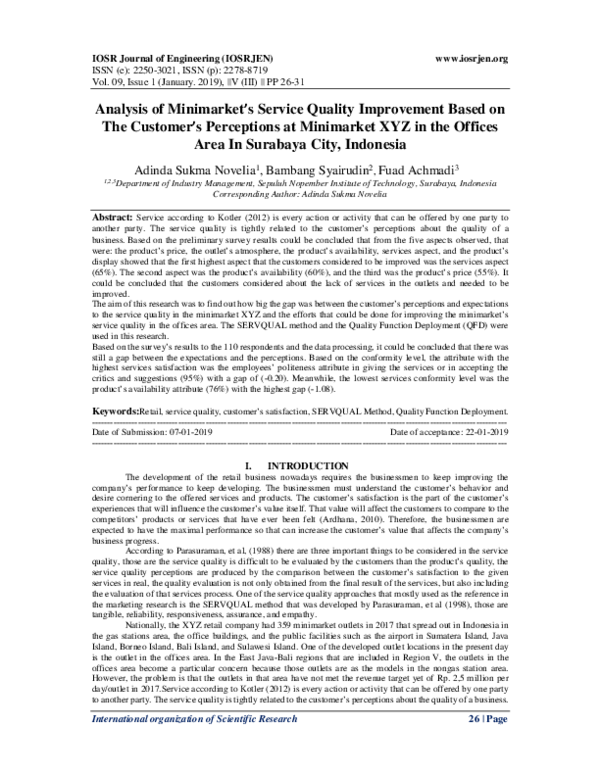 (PDF) Analysis of Minimarket’s Service Quality Improvement Based on The ...
