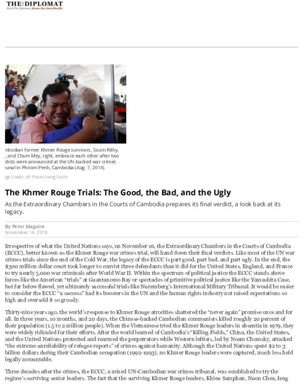 (PDF) The Khmer Rouge Trials: The Good, the Bad, and the Ugly | The ...