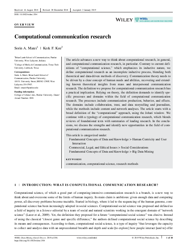 Pdf Computational Communication Research