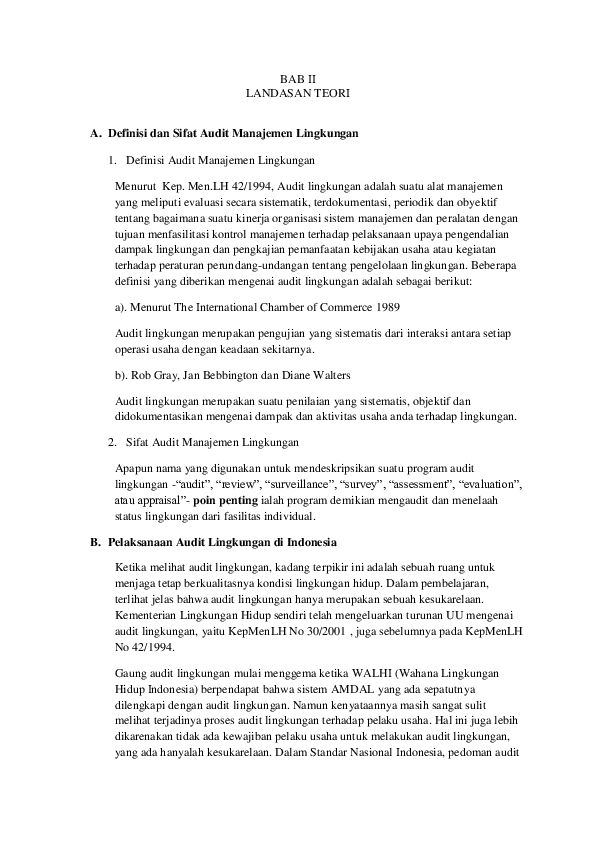 (DOC) BAB II Audit Lingkungan.docx
