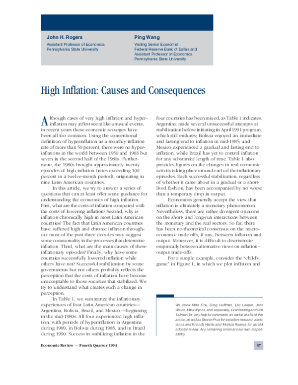 (PDF) High Inflation Causes and Consequences