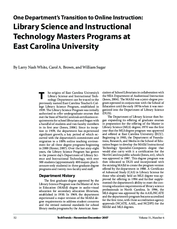 (PDF) One Department’s Transition to Online Instruction: Library ...