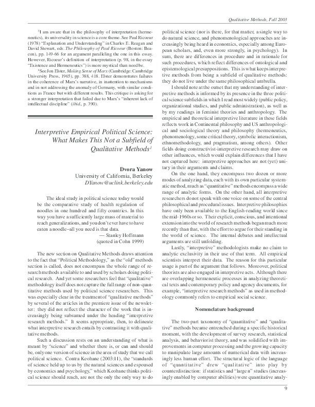 (PDF) Interpretive empirical political science: What makes this not a ...