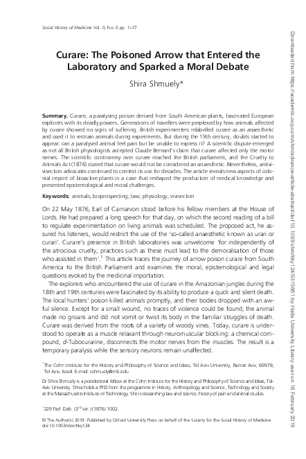 (PDF) Curare: The Poisoned Arrow that Entered the Laboratory and ...