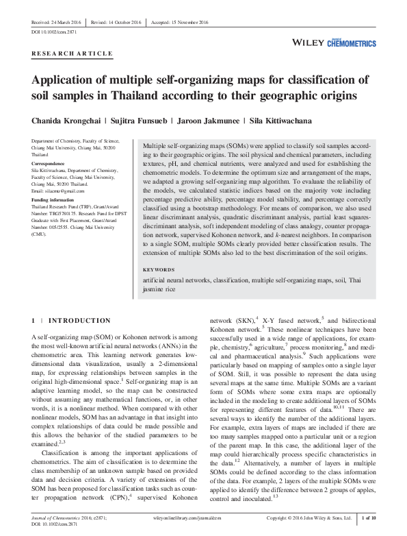 (PDF) Application of multiple self‐organizing maps for classification of soil samples in ...