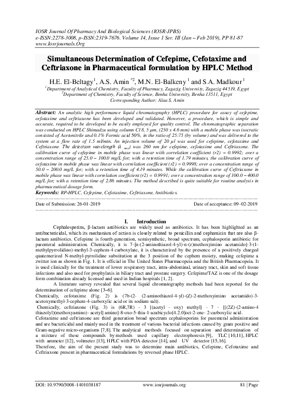 (PDF) Simultaneous Determination of Cefepime, Cefotaxime and ...