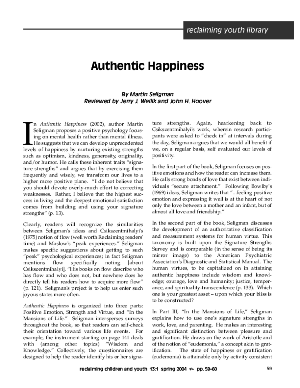 (PDF) Authentic happiness