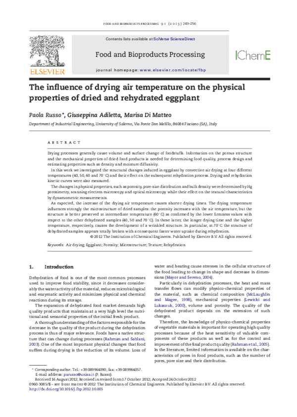 (PDF) The influence of drying air temperature on the physical properties of dried and rehydrated ...