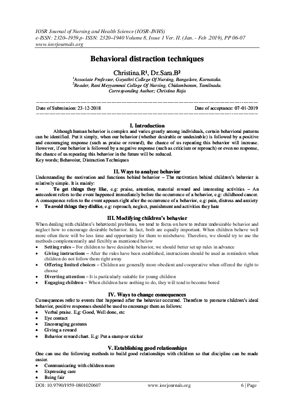 (PDF) Behavioral distraction techniques