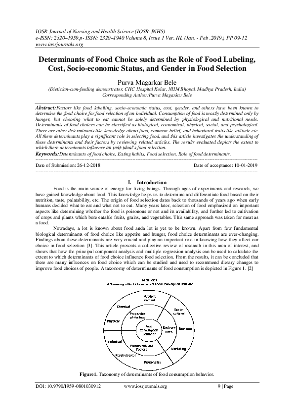 (PDF) Determinants of Food Choice such as the Role of Food Labeling ...