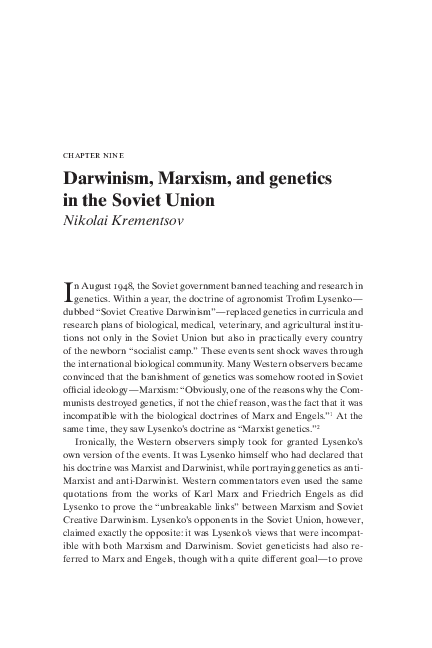 (PDF) Darwinism, Marxism, and genetics in the Soviet Union