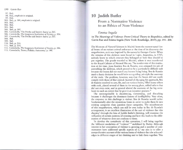 (PDF) Judith Butler: From a Normative Violence to an Ethics of Non-Violence