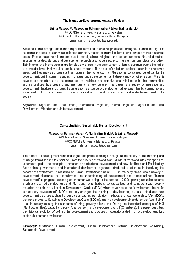 (PDF) The Migration-Development Nexus: a Review