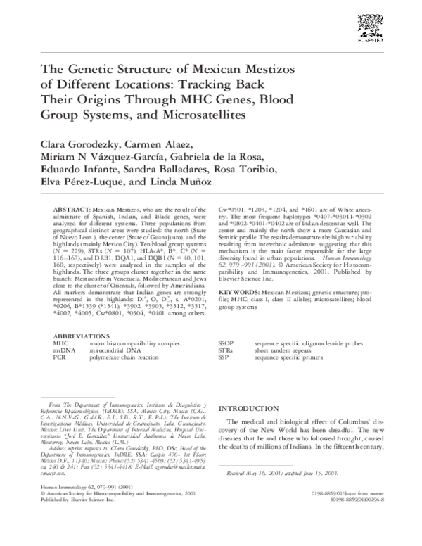 (PDF) The Genetic structure of Mexican Mestizos of different locations ...