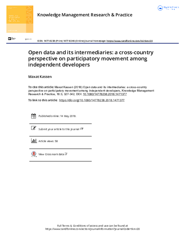 (PDF) Open data and its intermediaries: a cross-country perspective on participatory movement ...