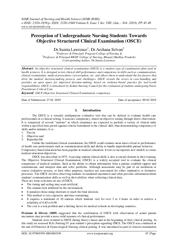 (PDF) Perception of Undergraduate Nursing Students Towards Objective ...