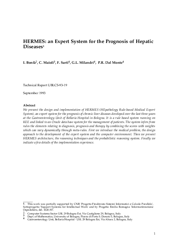 (PDF) HERMES: an expert system for the prognosis of hepatic diseases