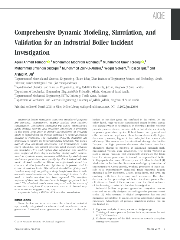 Pdf Comprehensive Dynamic Modeling Simulation And Validation For An Industrial Boiler