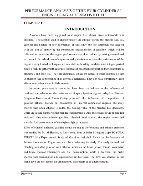 (DOC) Final Report Performance analysis of 4 stroke SI engine With ...