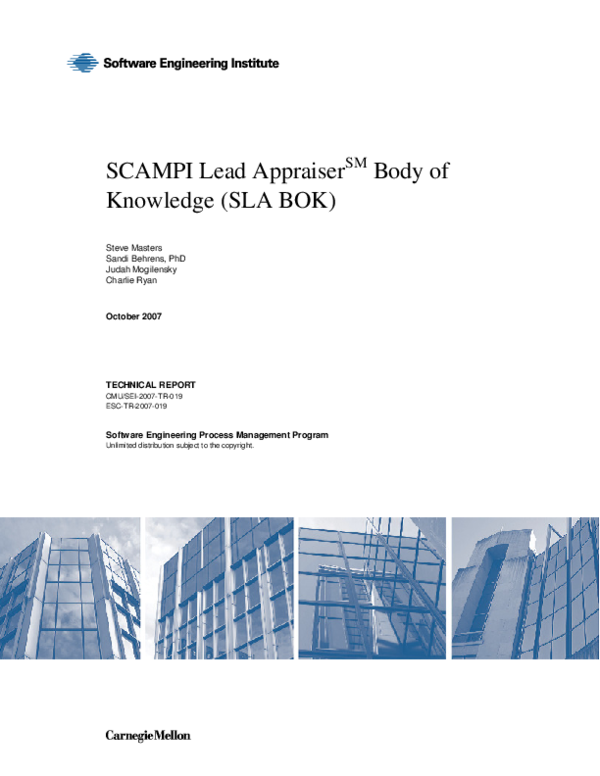 (PDF) SCAMPI Lead Appraiser Body of Knowledge (CMU SEI 2007 TR 019)