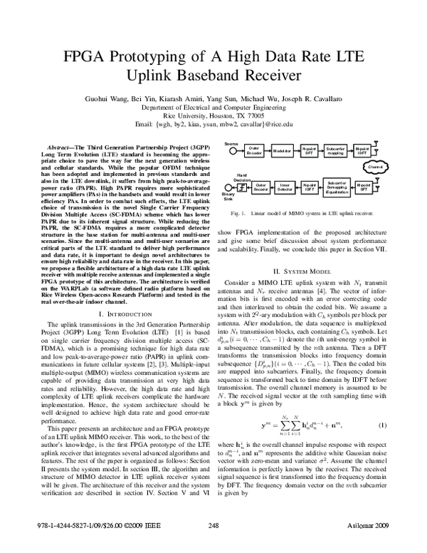 (PDF) FPGA prototyping of a high data rate LTE uplink baseband receiver