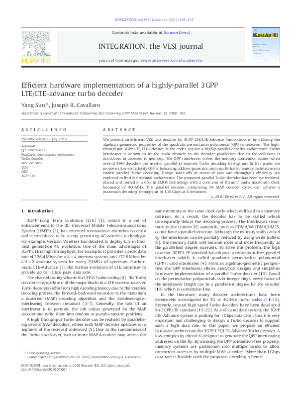 Pdf Efficient Hardware Implementation Of A Highly Parallel 3gpp Lte Lte Advance Turbo Decoder