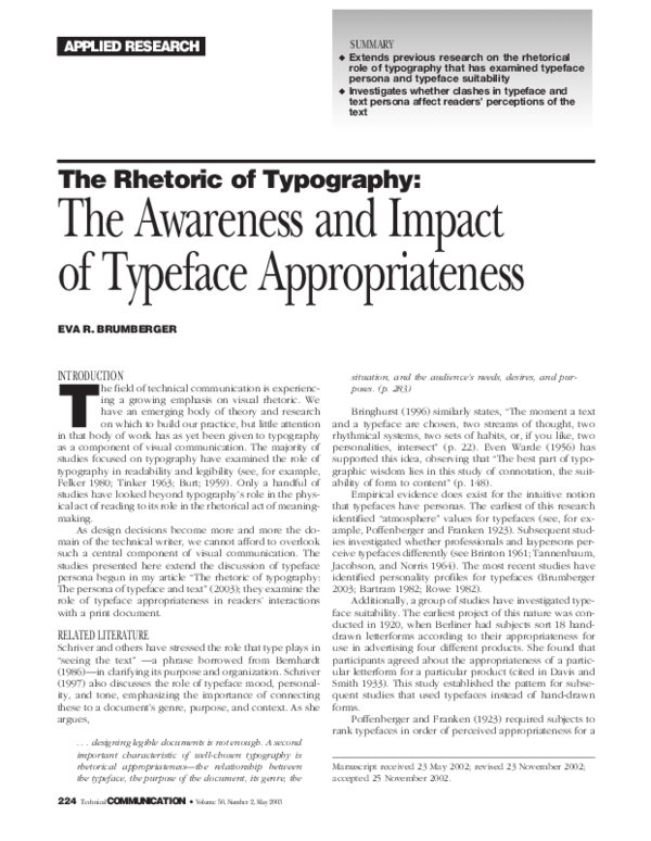 (PDF) The Rhetoric of Typography: The Awareness and Impact of Typeface ...