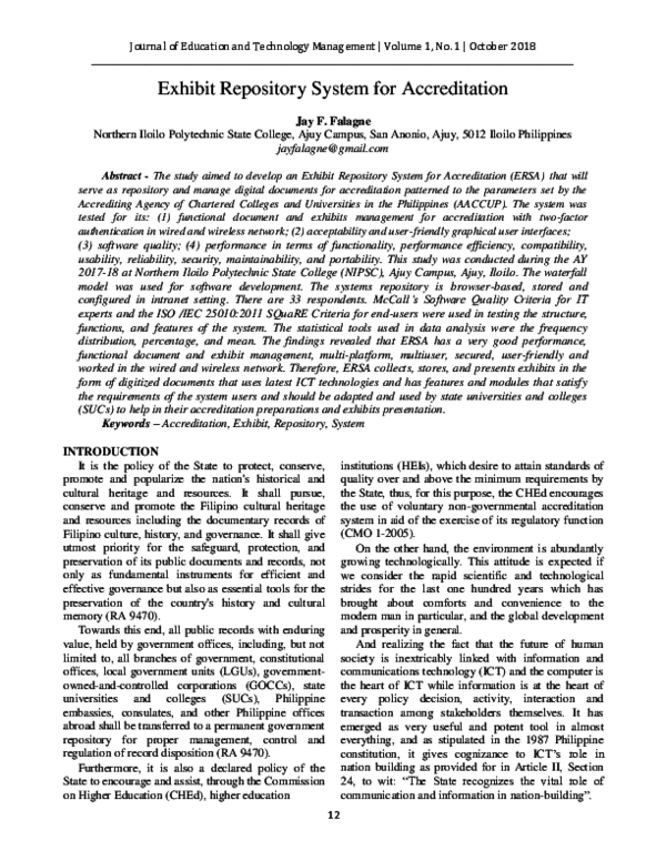 (PDF) Exhibit Repository System for Accreditation