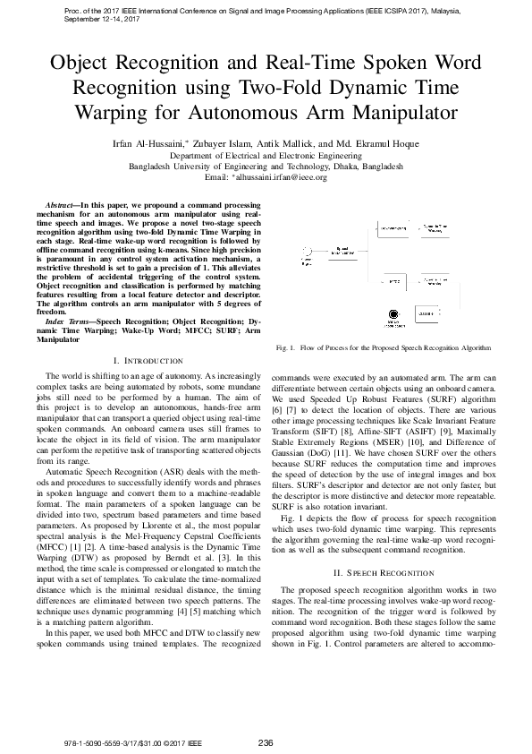 Pdf Object Recognition And Real Time Spoken Word Recognition Using