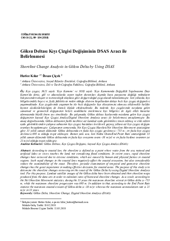 (PDF) Shoreline Change Analysis in Göksu Delta by Using DSAS.pdf