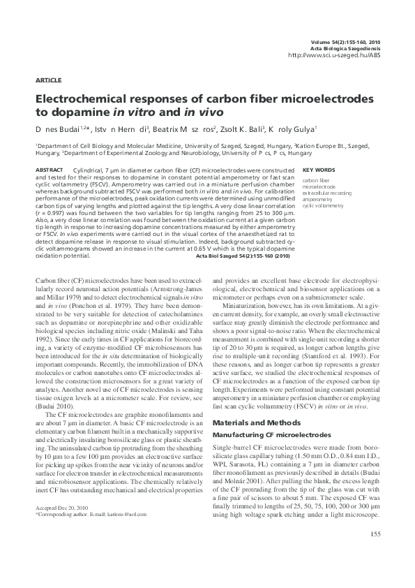 Pdf Electrochemical Responses Of Carbon Fiber Microelectrodes To
