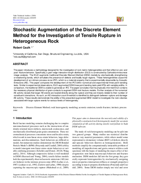 (PDF) Stochastic Augmentation of the Discrete Element Method for the ...