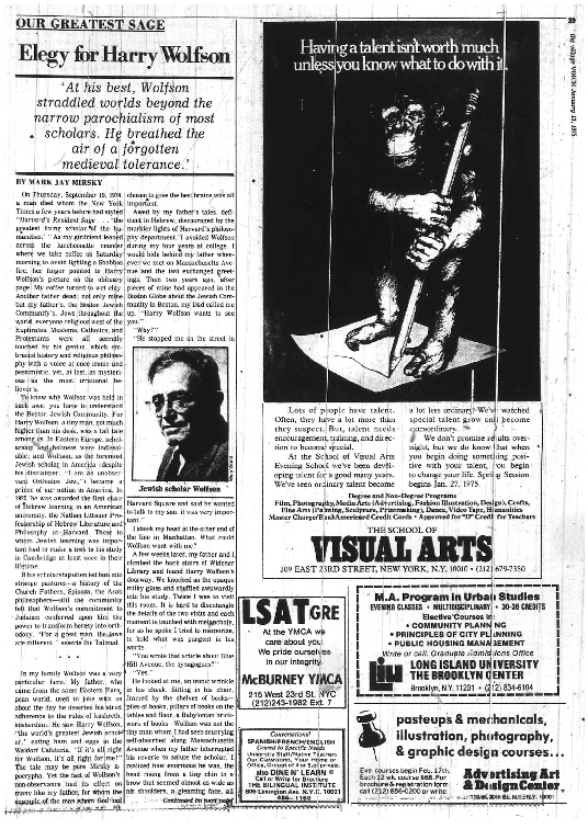 (PDF) Mark Jay Mirsky, “Our Greatest Sage: Elegy for Harry Wolfson ...