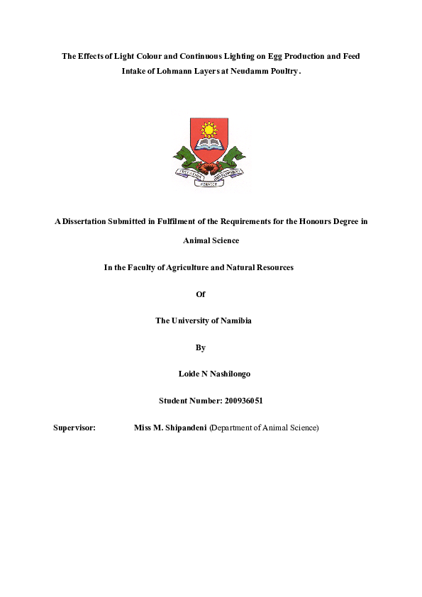 (DOC) The Effects of Light Colour and Continuous Lighting on Egg ...