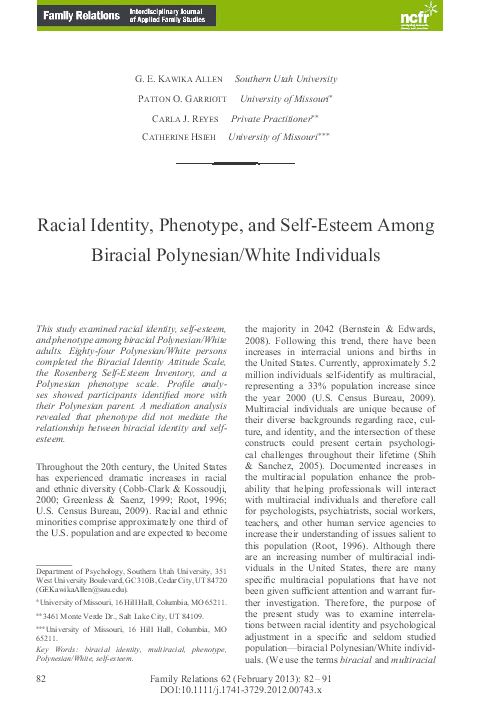 (PDF) Racial Identity, Phenotype, and Self-Esteem Among Biracial ...
