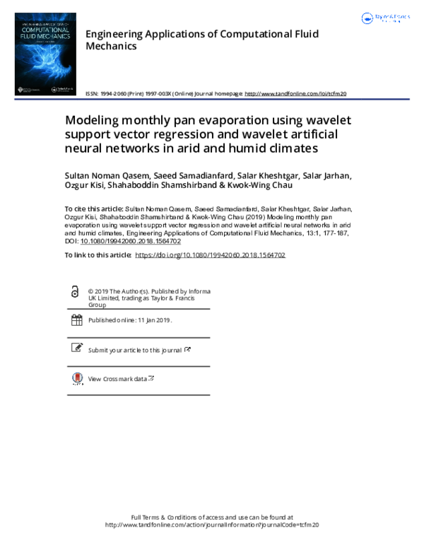 (PDF) Modelling monthly pan evaporation using wavelet support vector regression and wavelet ...