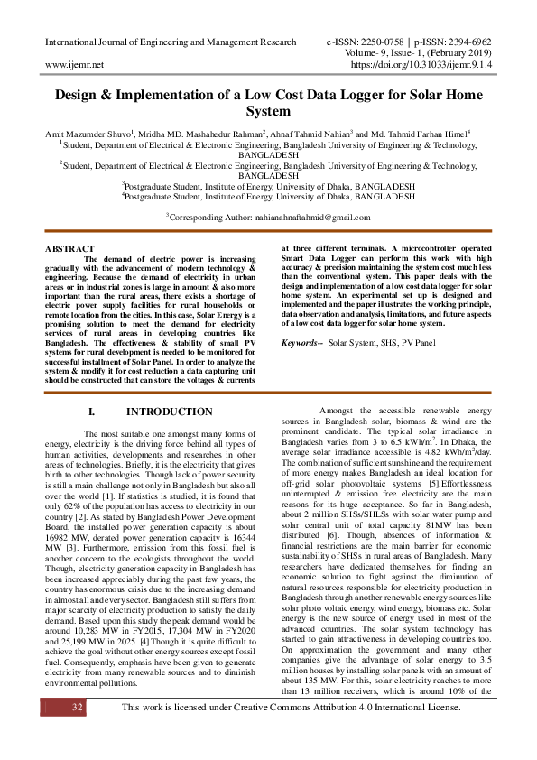 Pdf Design And Implementation Of A Low Cost Data Logger For Solar Home