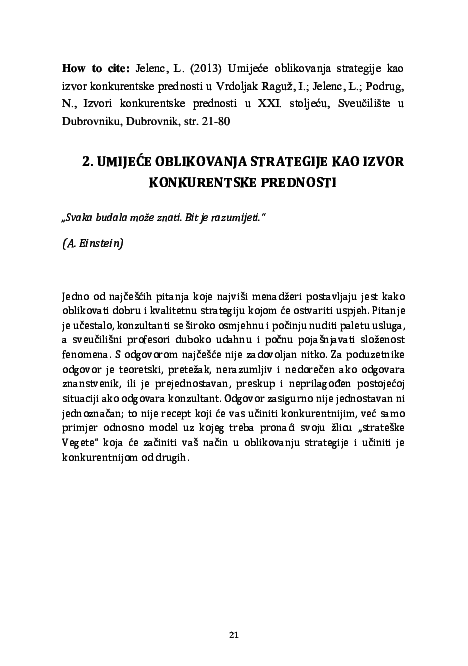 (PDF) Umijeće oblikovanja strategije kao izvor konkurentske prednosti