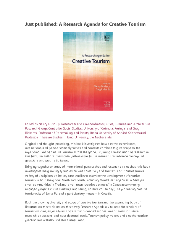 (DOC) A Research Agenda for Creative Tourism