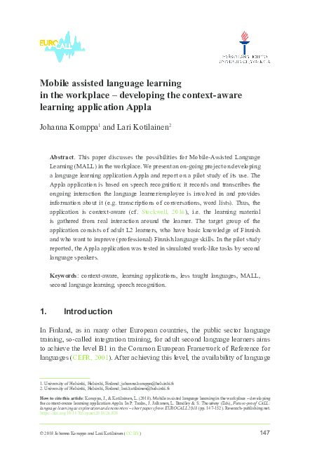 (PDF) Mobile assisted language learning in the workplace: developing ...