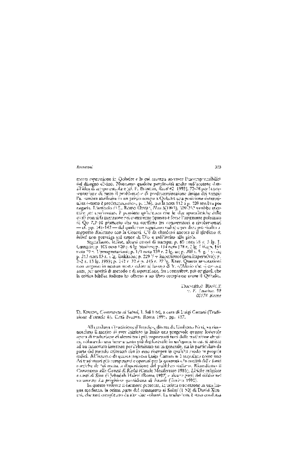 (PDF) Rec. a DAVID KIMCHI, Commento ai Salmi I. Sal 1-50, a cura di L ...