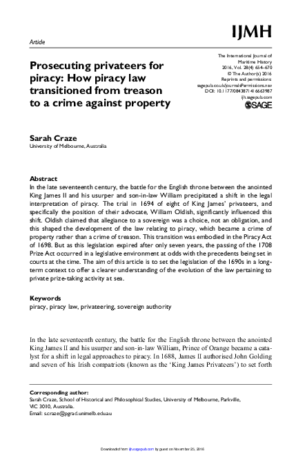 (PDF) Prosecuting privateers for piracy: How piracy law transitioned ...