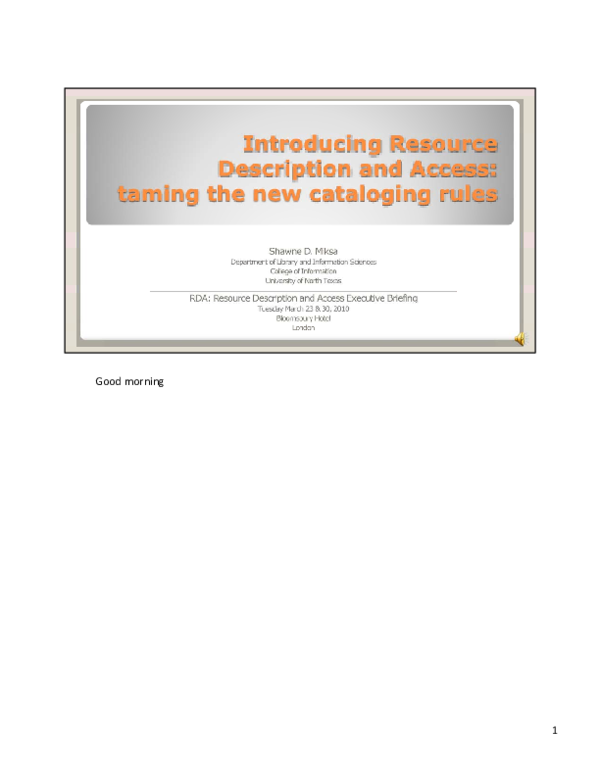 (PDF) Introducing Resource Description and Access: taming the new cataloging rules | Shawne D ...