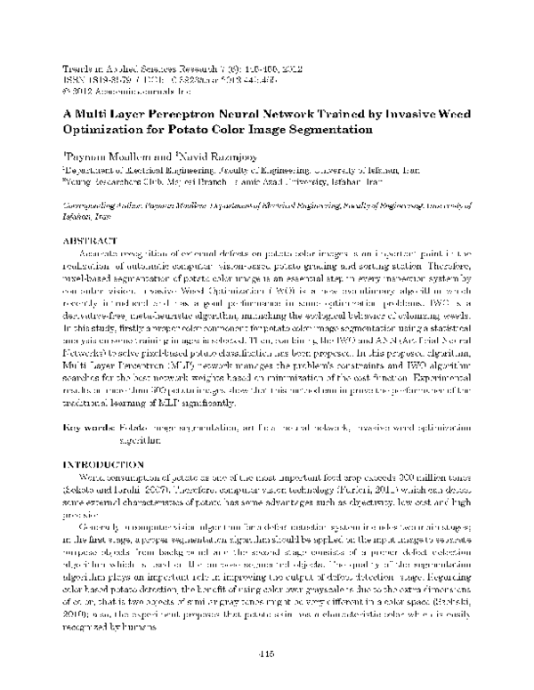 (PDF) A Hybrid Neural Network- Invasive Weed Optimization Algorithm for ...