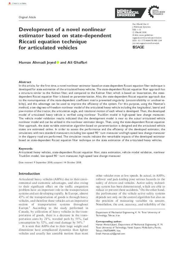 Pdf Development Of A Novel Nonlinear Estimator Based On State