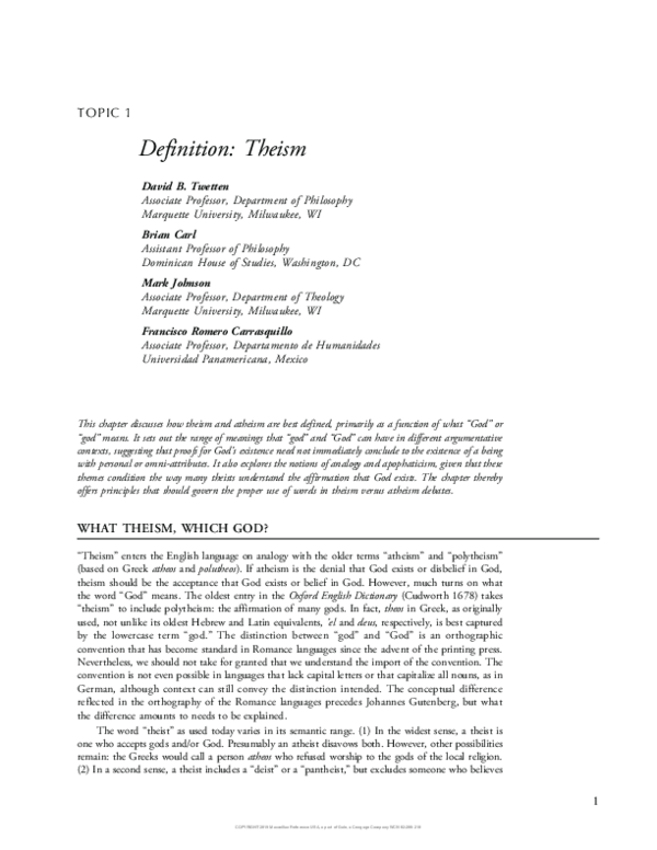 (PDF) “Definition: Theism” (with Brian Carl, Mark F. Johnson and ...