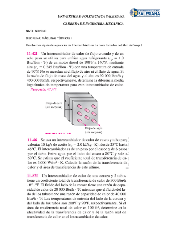 (PDF) Maquinas Termicas I Deber Intercambiadores de Calor DTML NUT