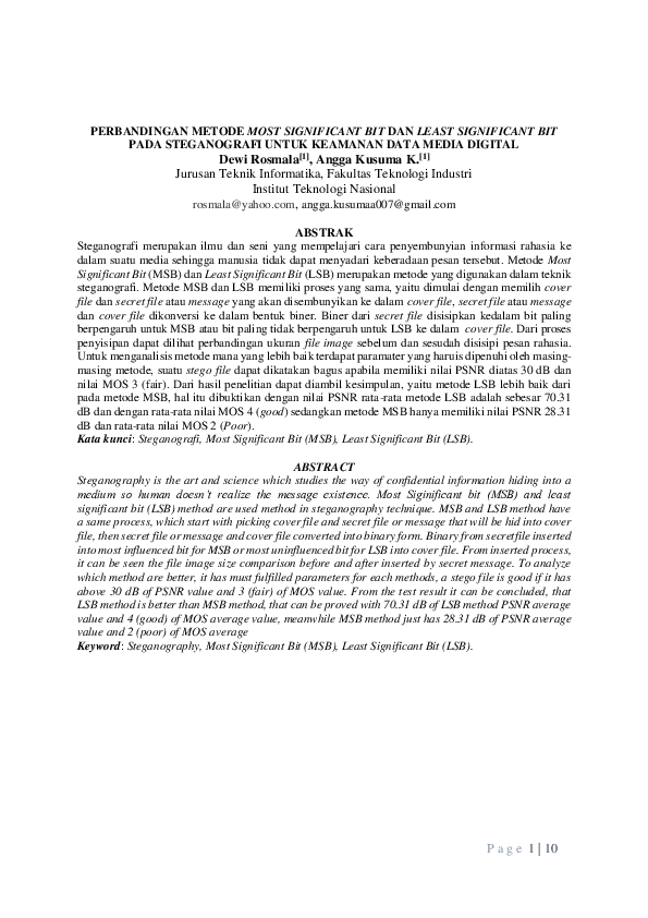 (PDF) Perbandingan Steganografi Metode MSB dan LSB.pdf