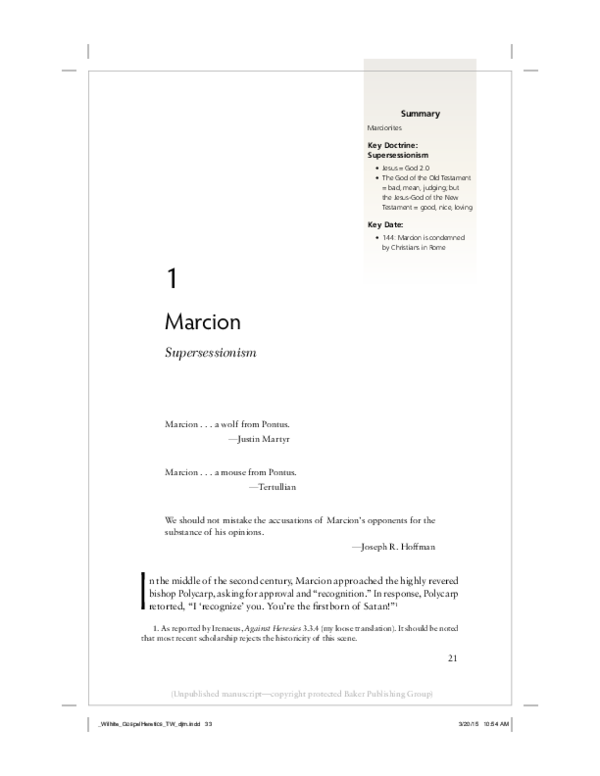 (PDF) Chapter 1 Marcion from The Gospel According to Heretics